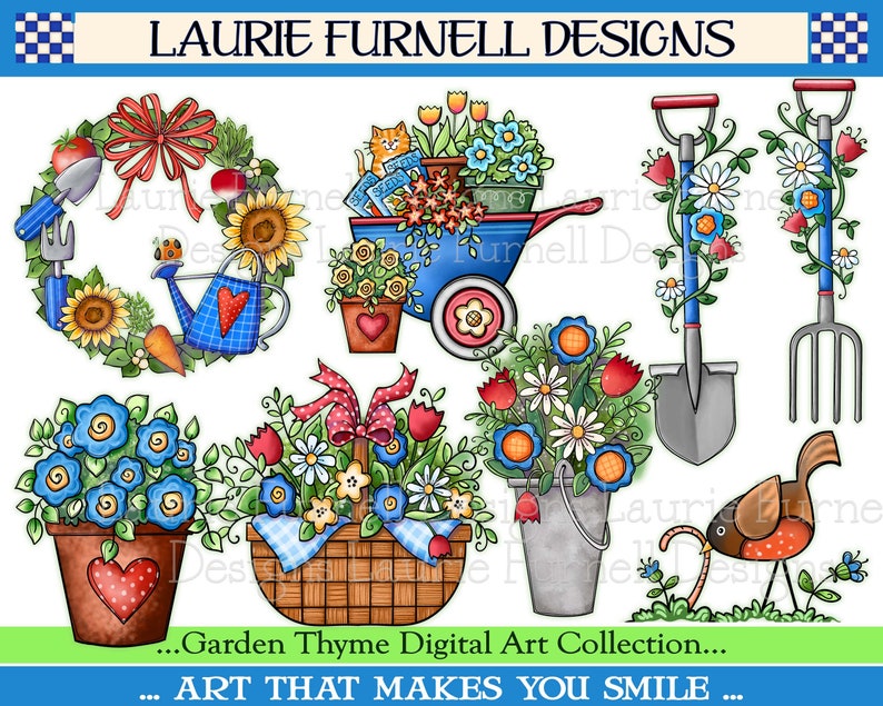 Garden Clip Art Floral Clip Art Spring Flowers PNG Veggie - Etsy