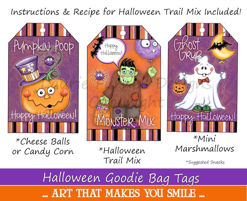 Halloween Tags Pumpkin Poop Tags Halloween Candy Tags | Etsy