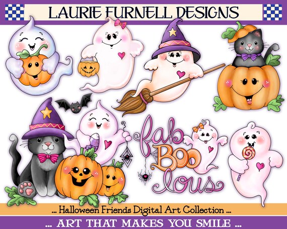 Halloween Clip Art Cute Ghost Clip Art Laurie Furnell - Etsy
