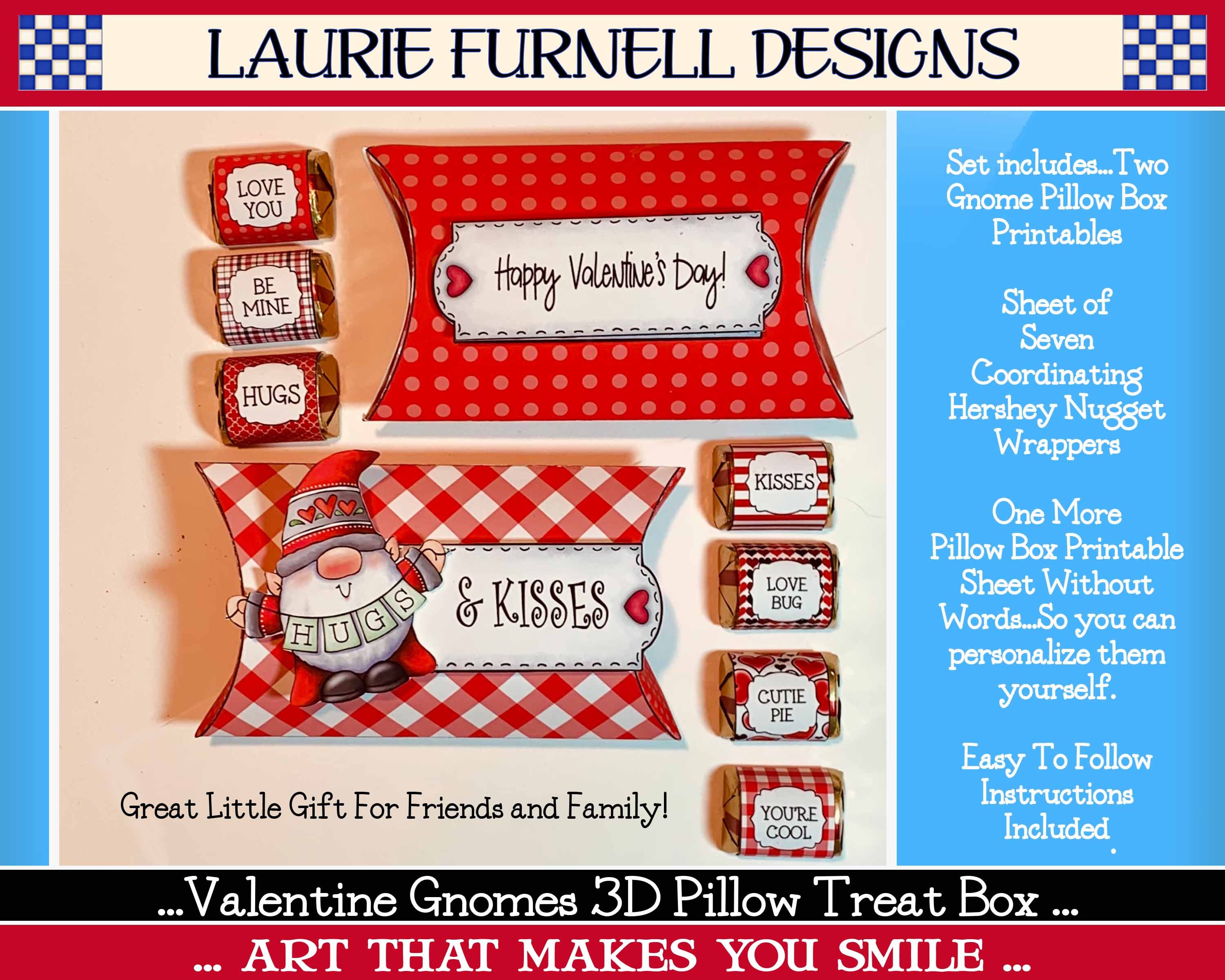 Valentine Gnome Treat Box, Valentines Day Printable Candy Box, Cute ...