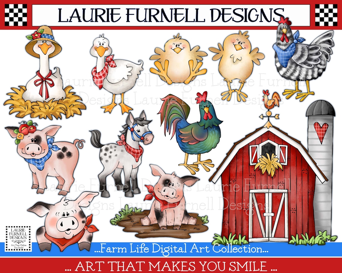 Farm Clip Art, Farm Animal Clip Art, Pig Clip Art, Cow Clip Art, Art ...