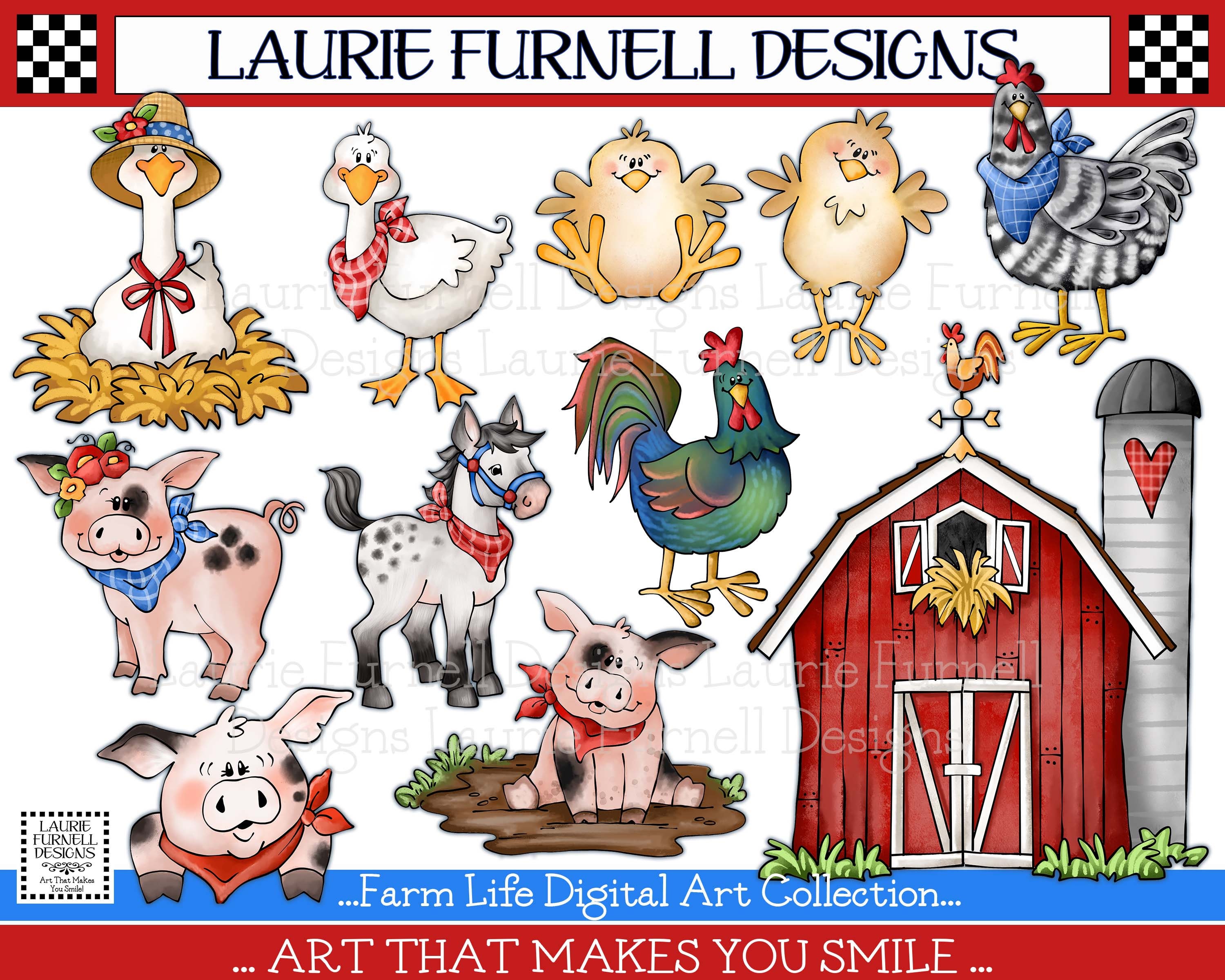 Farm Clip Art Farm Animal Clip Art Pig Clip Art Cow Clip - Etsy Canada