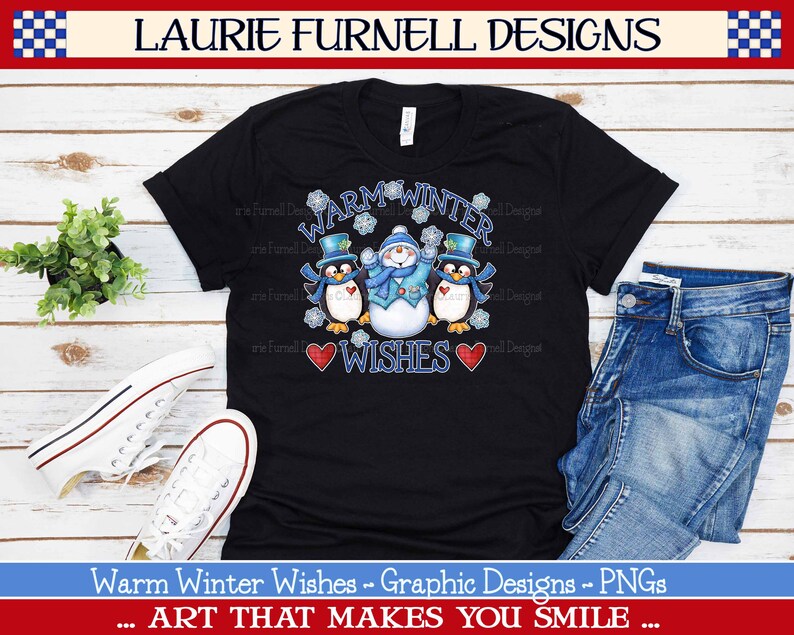 Snowman Penguin Clip Art Warm Winter Wishes PNG Snowman Art - Etsy