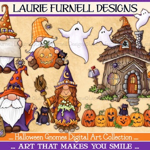 Halloween Gnome Clip Art, Halloween Gnome PNG, Bulletin Board Decor ...