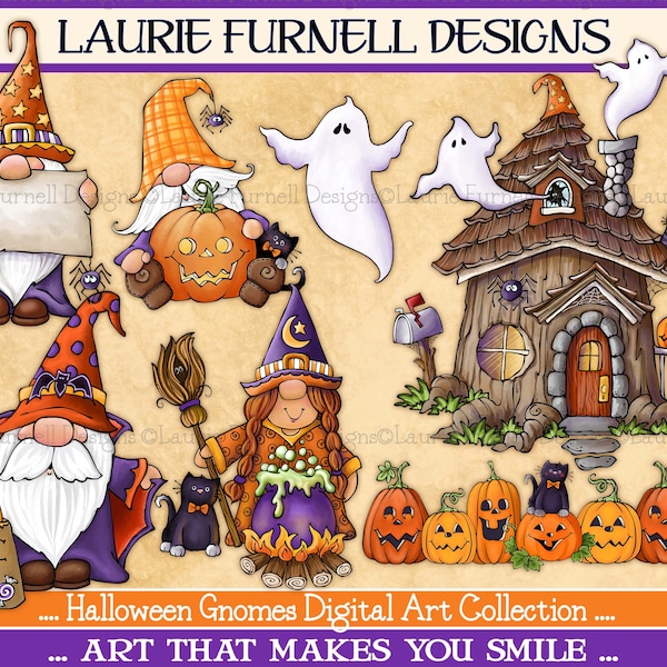 Laurie Furnell Gnomes Clipart - Etsy