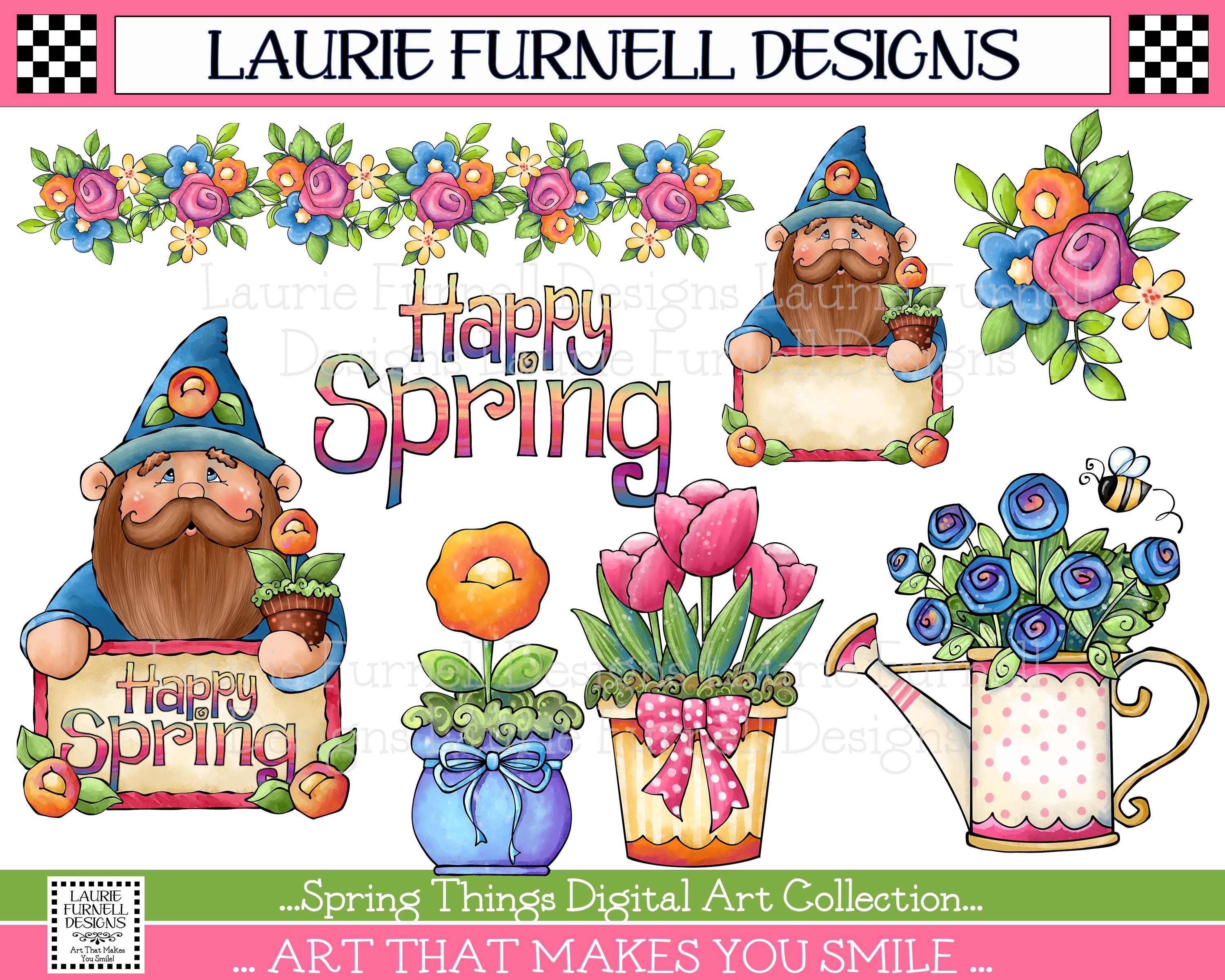 Spring Clip Art, Bulletin Board Decor, Spring Flower Pngs, Spring Bunny ...