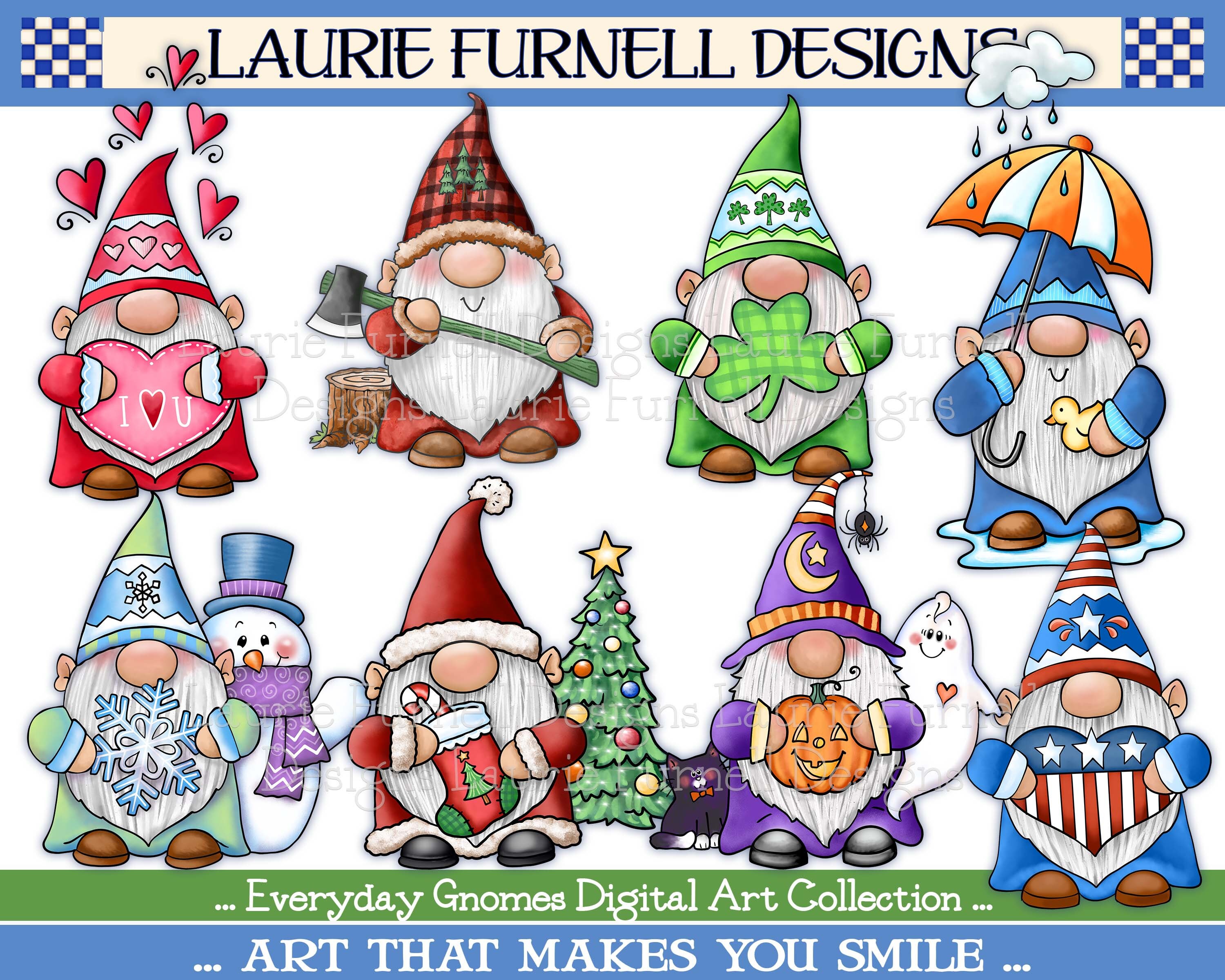 Gnome Clip Art, Holiday Gnome Clip Art, Sports Gnome Clip Art, Birthday ...
