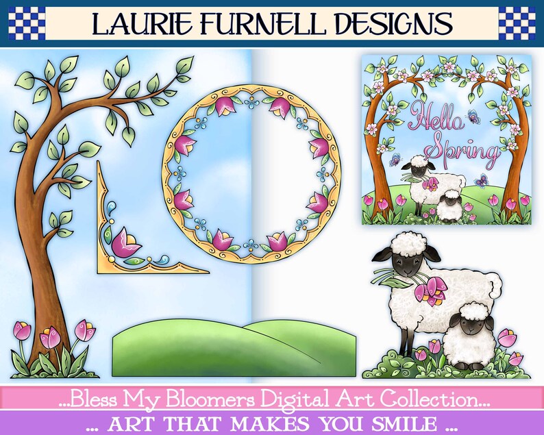 Spring Garden Clip Art Spring Floral Clip Art Spring Bunny - Etsy