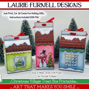 Christmas Treat Box Houses, Gingerbread House Treat Box, Holiday Favor ...