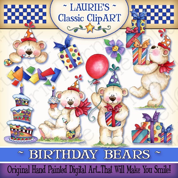 Birthday Bears Digital Art, Laurie Furnell, Birthday Clipart,birthday ...