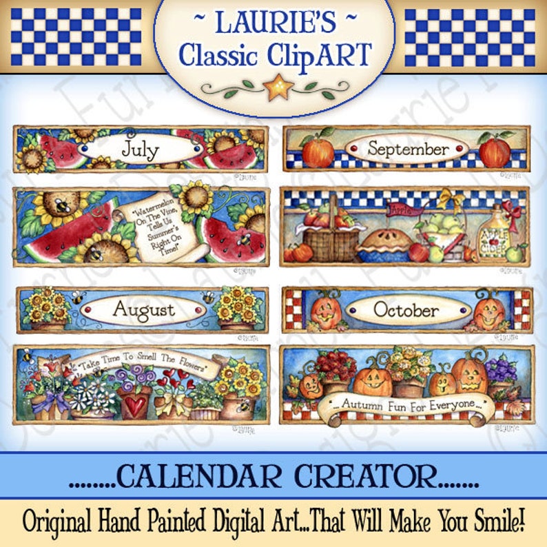 Calendar Creator DIY Calendar Seasons Clipart Calendar - Etsy