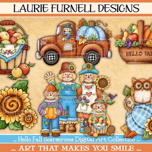 Fall Scarecrow Clip Art Scarecrow Family PNG Autumn Clip - Etsy