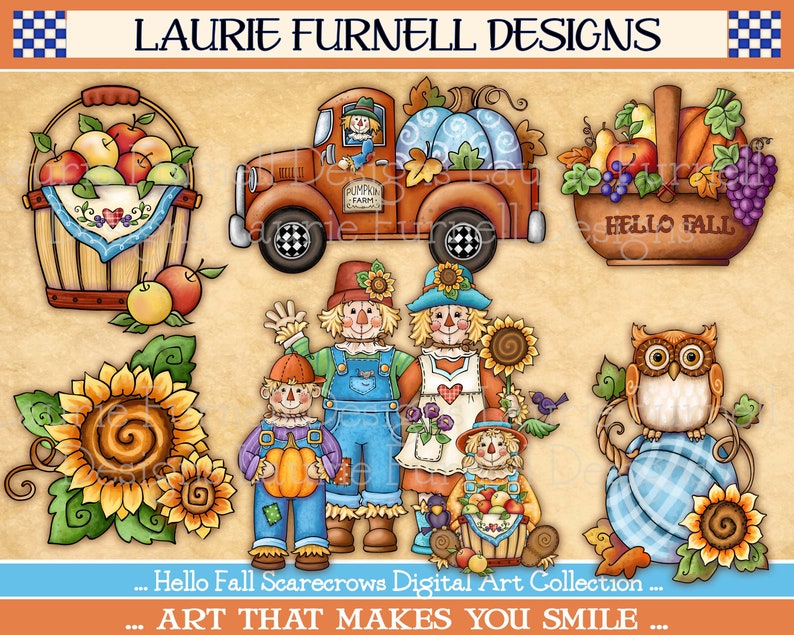 Fall Scarecrow Clip Art, Scarecrow Family PNG, Fall Png, Sublimation ...