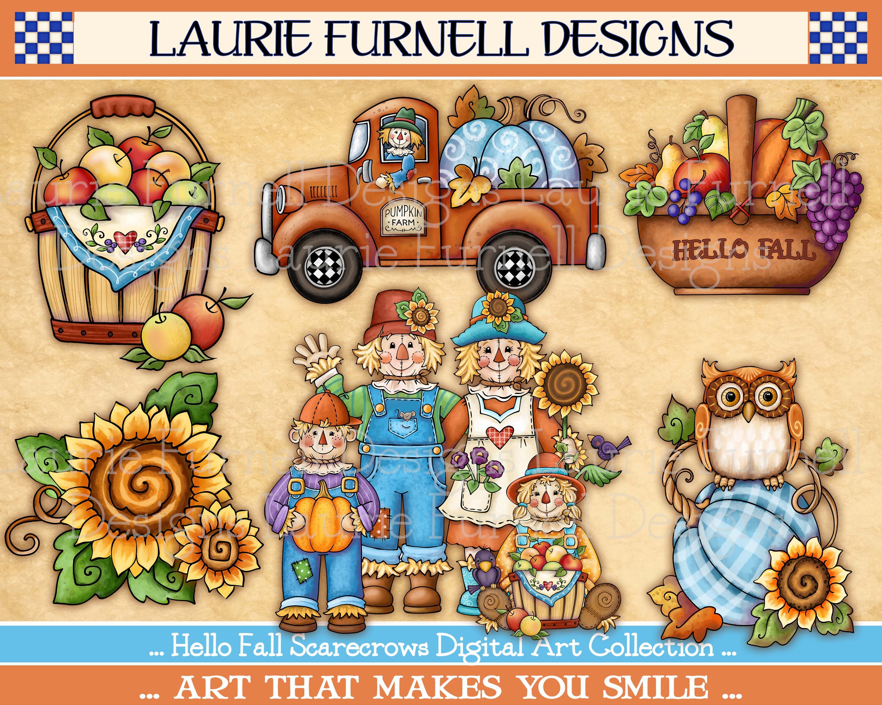 Fall Scarecrow Clip Art Scarecrow Family PNG Fall Png - Etsy