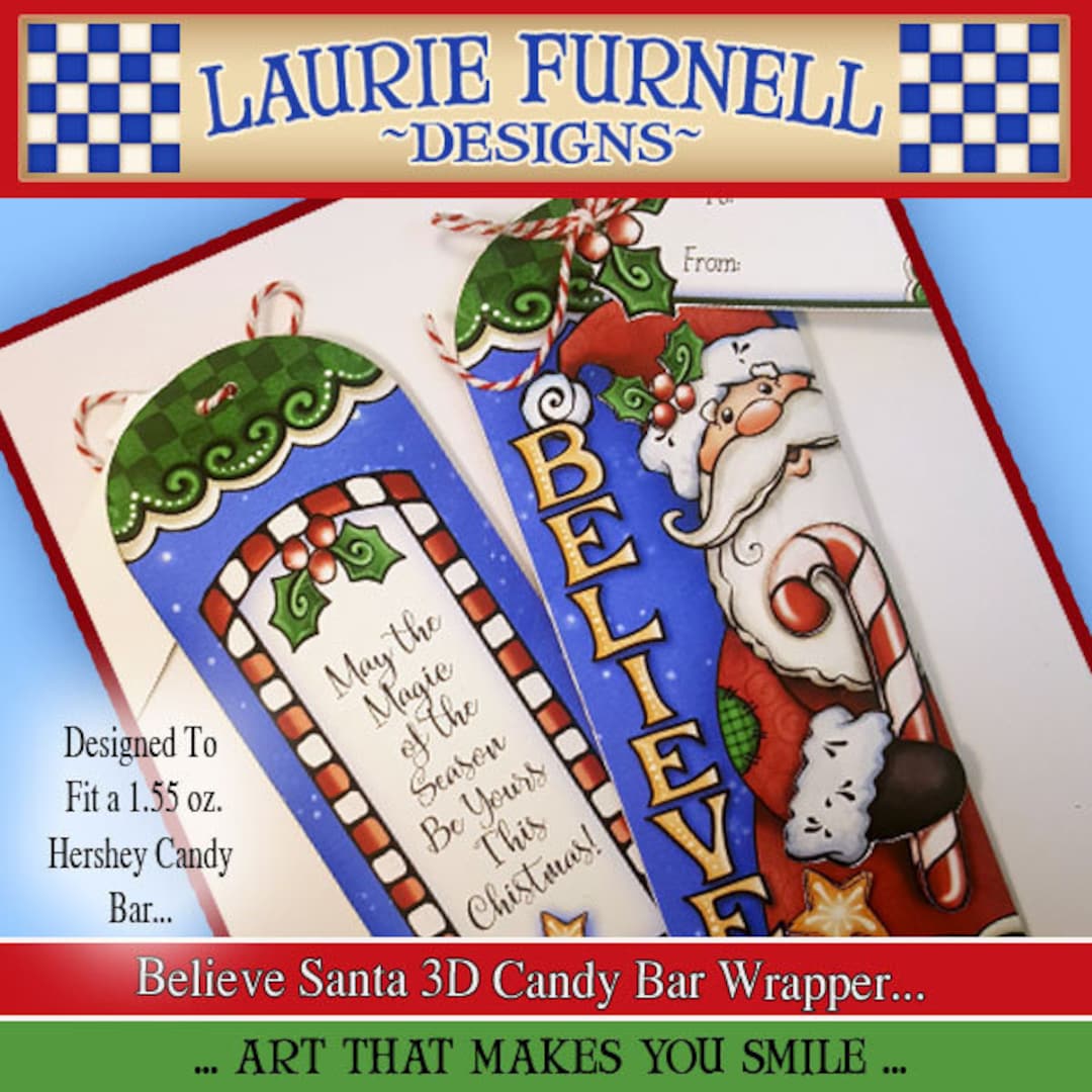 Santa Candy Bar Wrapper, Laurie Furnell, Christmas Candy Wrapper ...