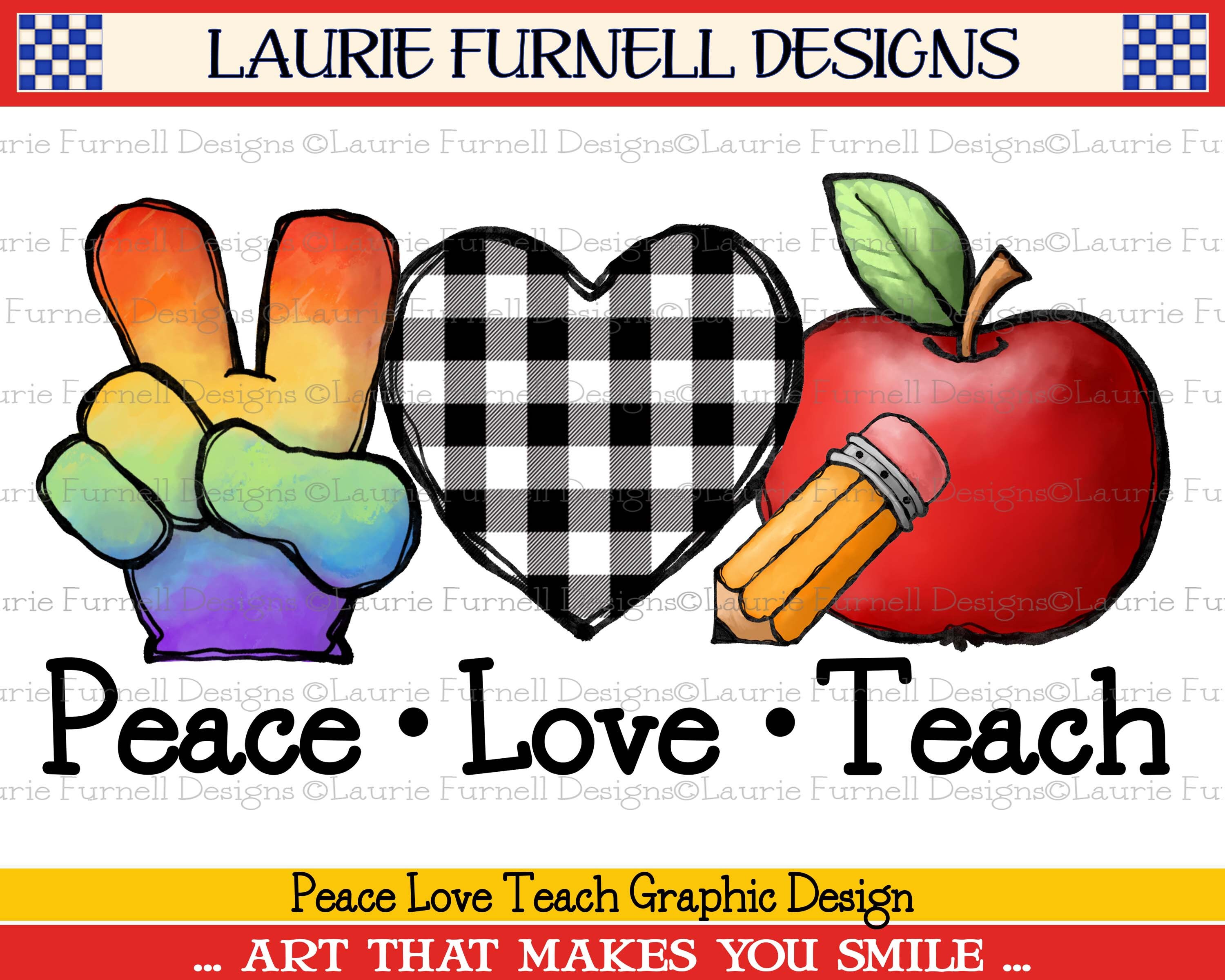 Peace Love Teach PNG, Apple Graphic PNG, Teacher Sublimation, Laurie ...