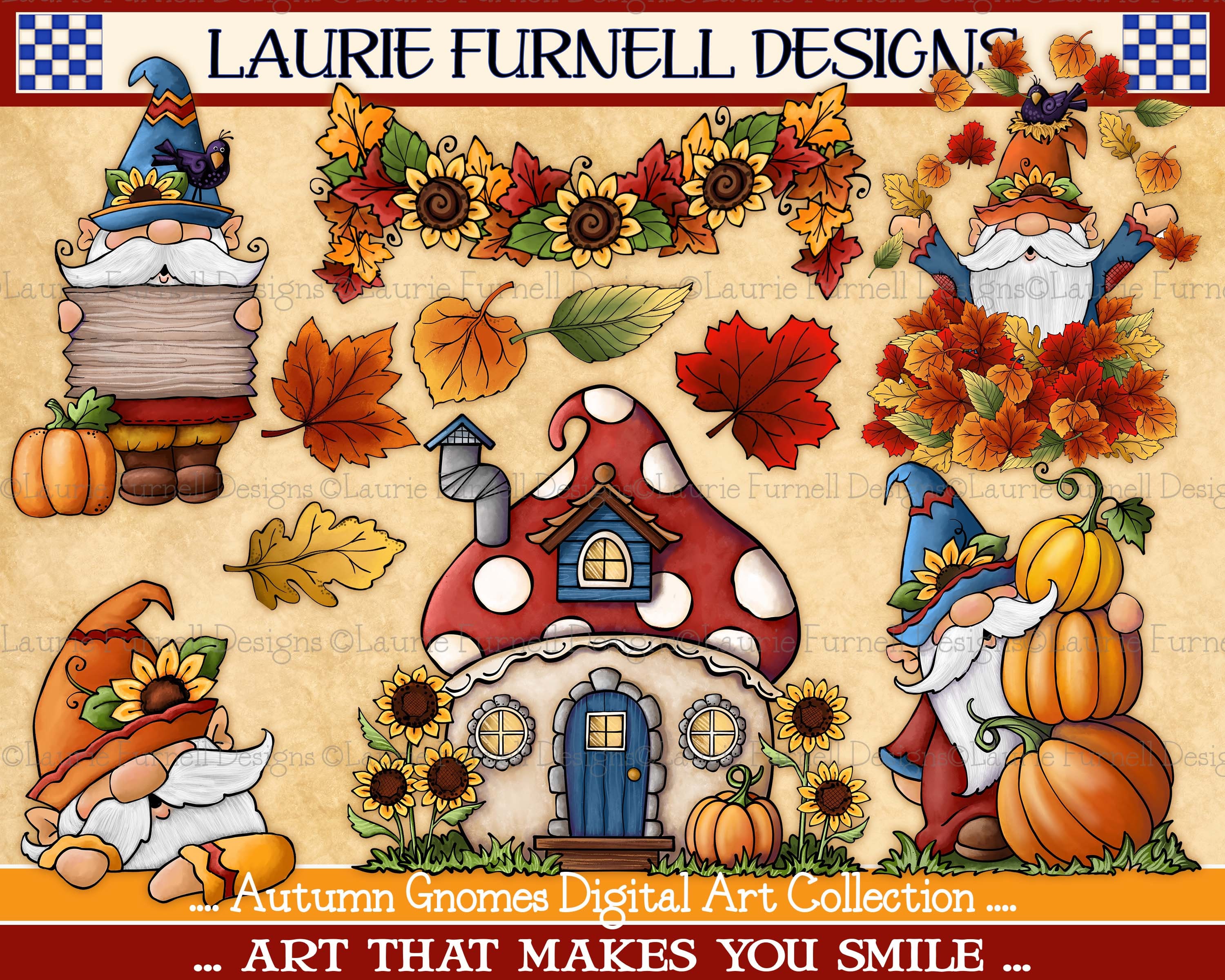 Autumn Gnome Digital Art Cute Fall Gnomes Autumn Gnome Clip - Etsy