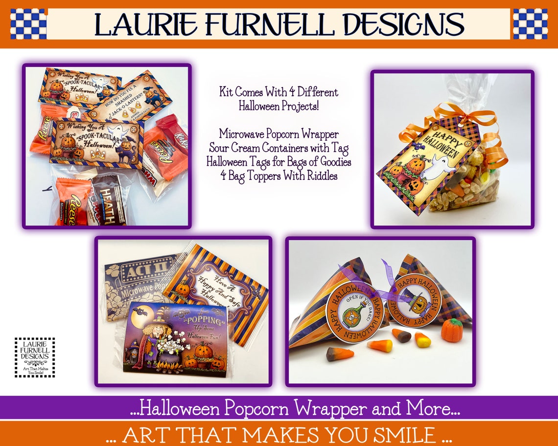 Halloween Popcorn Wrapper, Halloween Party Favors, Halloween Crafts for ...