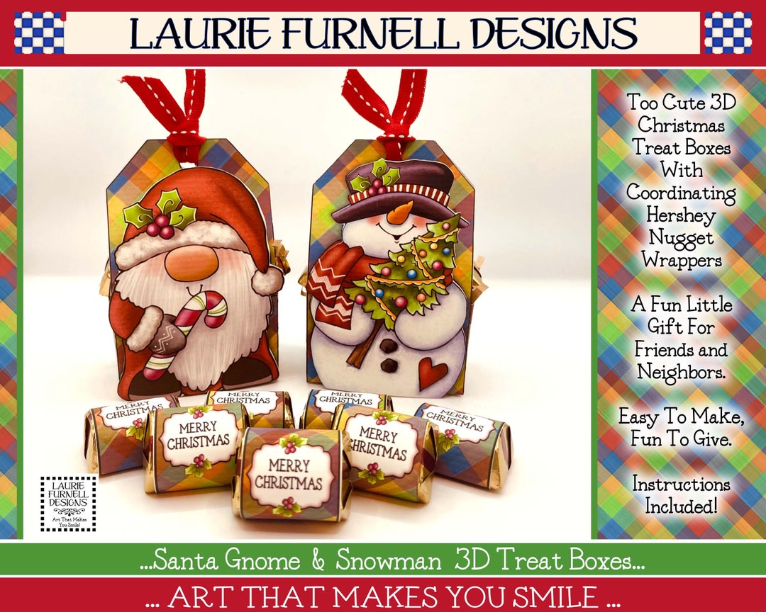 Santa Gnome Treat Box, Santa Gnome Printable, Snowman Treat Box ...