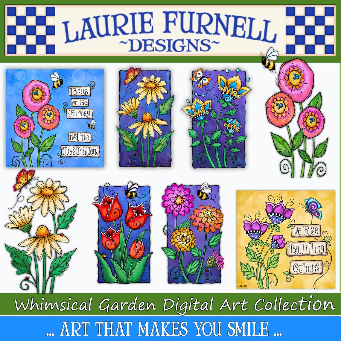 Flower Clip Art Whimsical Flower Clip Art Laurie Furnell - Etsy