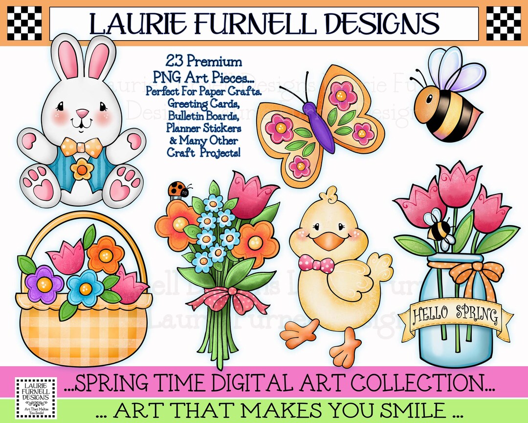 Spring Clip Art, Easter Clip Art, Bunny PNG, Spring Flowers Clip Art ...