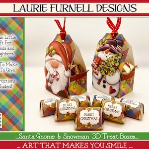 Santa Gnome Treat Box, Santa Gnome Printable, Snowman Treat Box ...