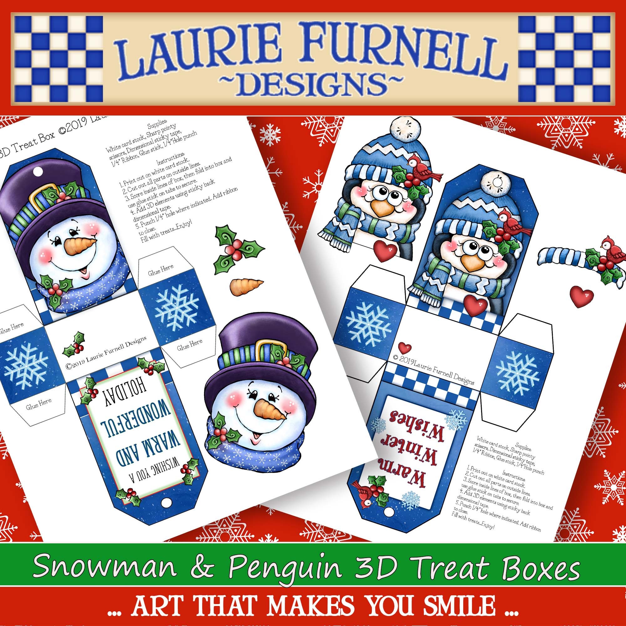 Penguin Treat Boxes Snowman Treat Boxes Holiday Treat Boxes - Etsy