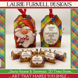 Santa Gnome Treat Box, Santa Gnome Printable, Snowman Treat Box ...