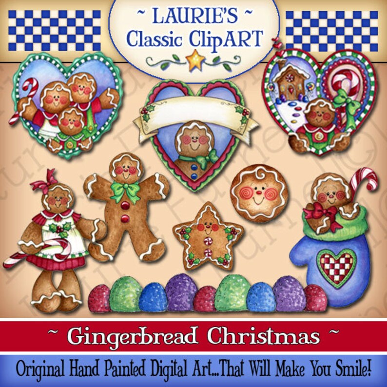 Gingerbread Christmas Digital Art, Christmas Clipart, Gingerbread Boy ...