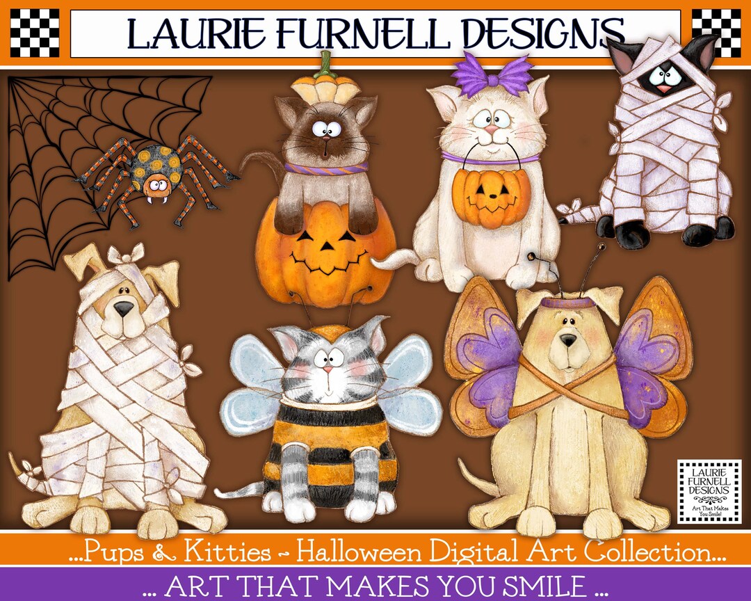 Halloween Clip Art, Halloween Cats in Costumes PNG, Dogs in Halloween ...