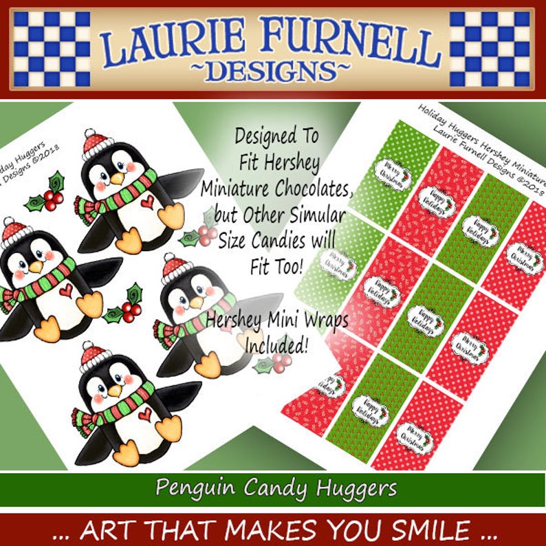 Penguin Candy Wrapper, Christmas Candy Wrapper, Laurie Furnell ...