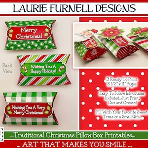 Christmas Treat Box Printable, Santa Pillow Treat Box, Holiday Party ...