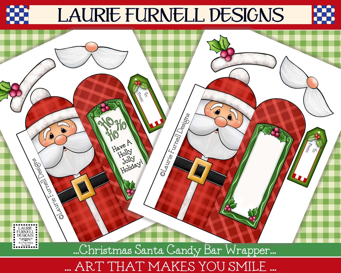 Santa Candy Bar Wrapper, Christmas Candy Bar Wrapper, Laurie Furnell ...