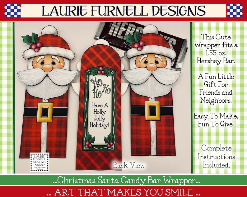 Santa Candy Bar Wrapper, Christmas Candy Bar Wrapper, Laurie Furnell ...