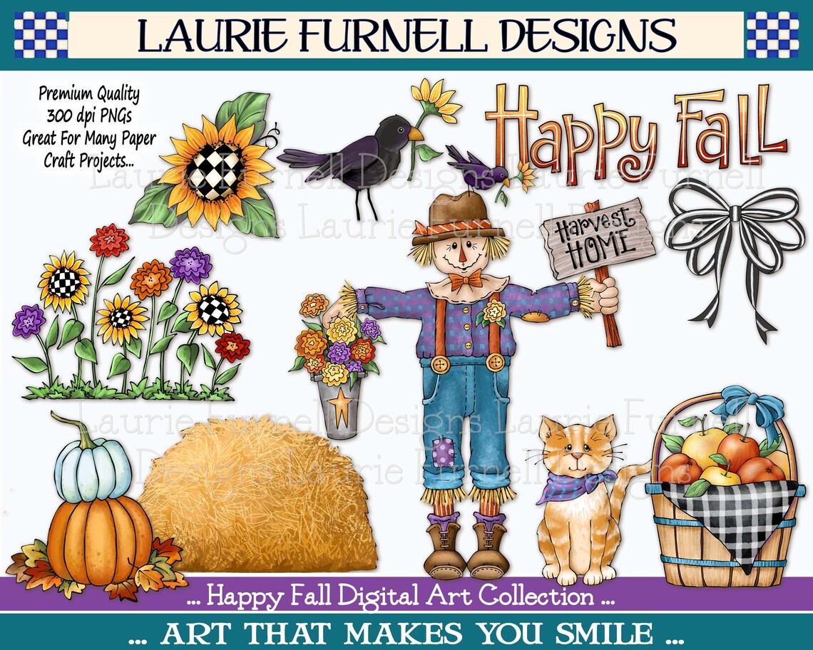 Autumn Clip Art Fall Clip Art Laurie Furnell Bulletin Board - Etsy