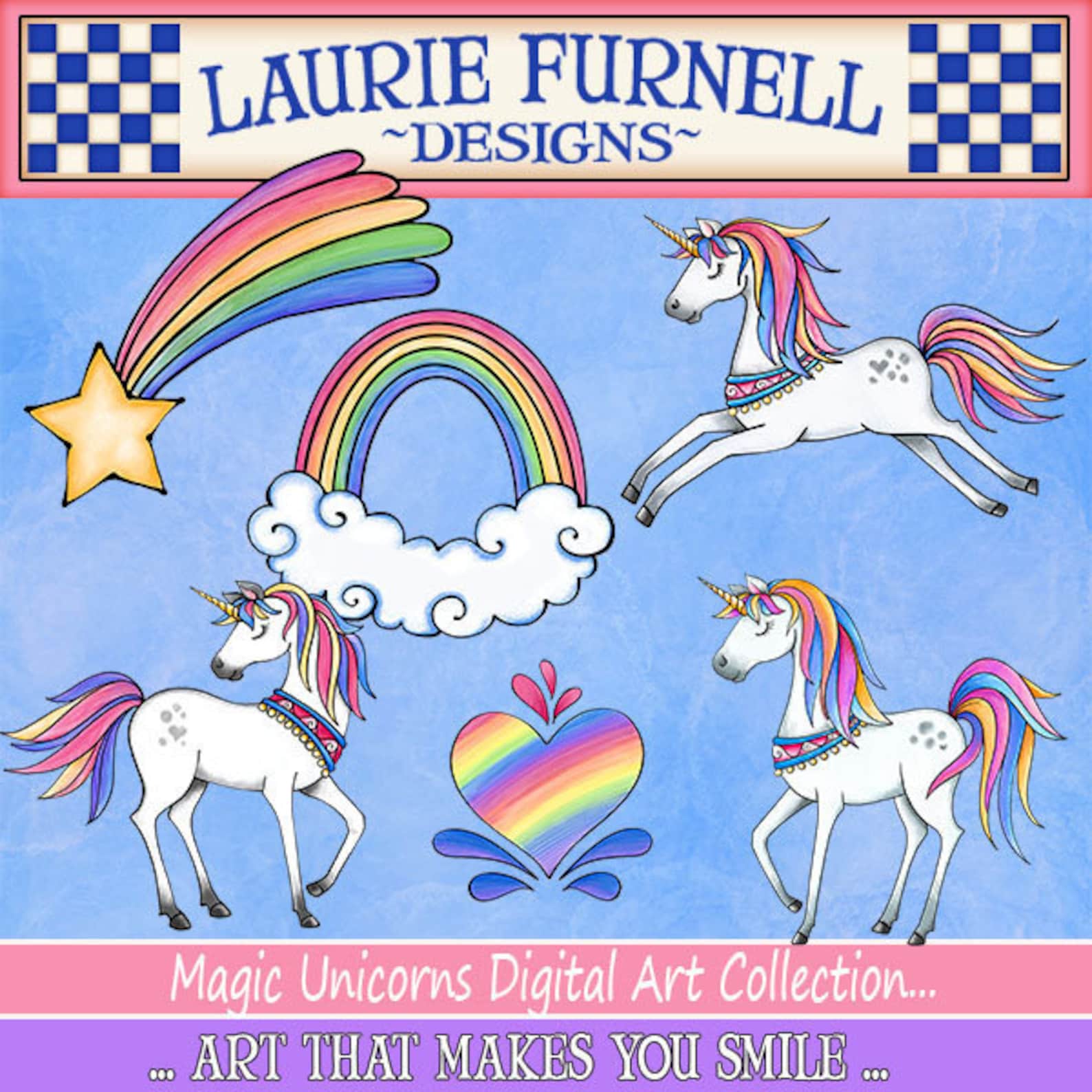 Magic Unicorn Art, Unicorn Clip Art, Fairytale Art, Flowers Clip Art ...