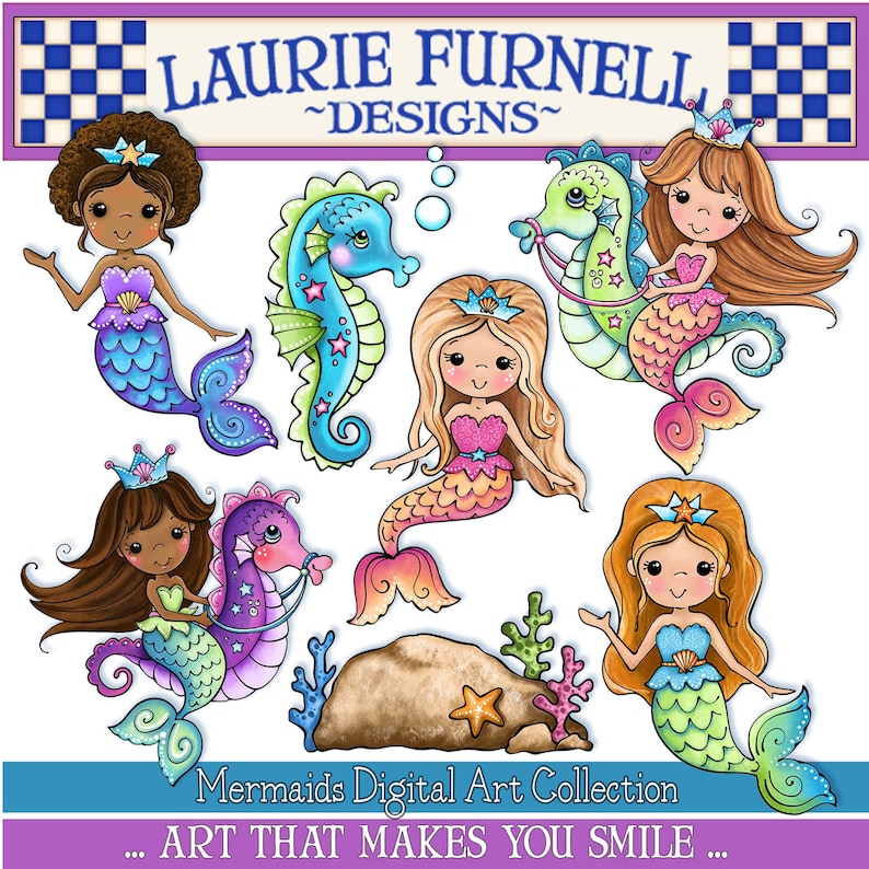 Mermaid Clip Art Under the Sea Clip Art Ocean Clip Art Cute - Etsy