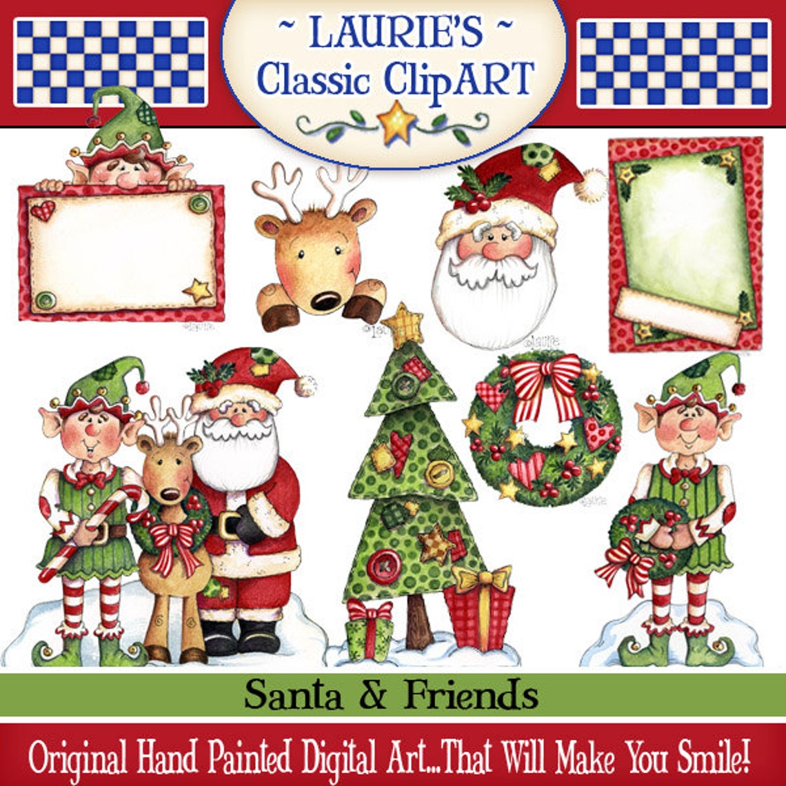 Christmas Digital Art Santa Clipart Christmas Clipart - Etsy