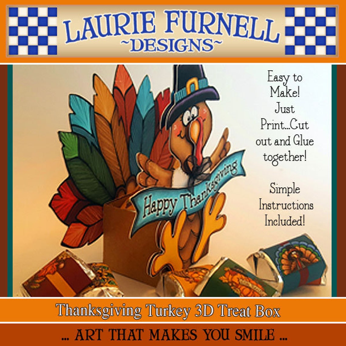 Thanksgiving Turkey Treat Box Turkey Printable Thanksgiving - Etsy