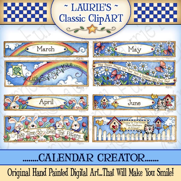 Calendar Creator, DIY Calendar, Seasons Clipart, Calendar Printable ...