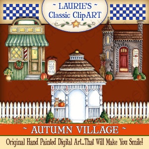 Autumn Village Digital Art, Autumn PNG, Fall Clipart, Laurie Furnell ...