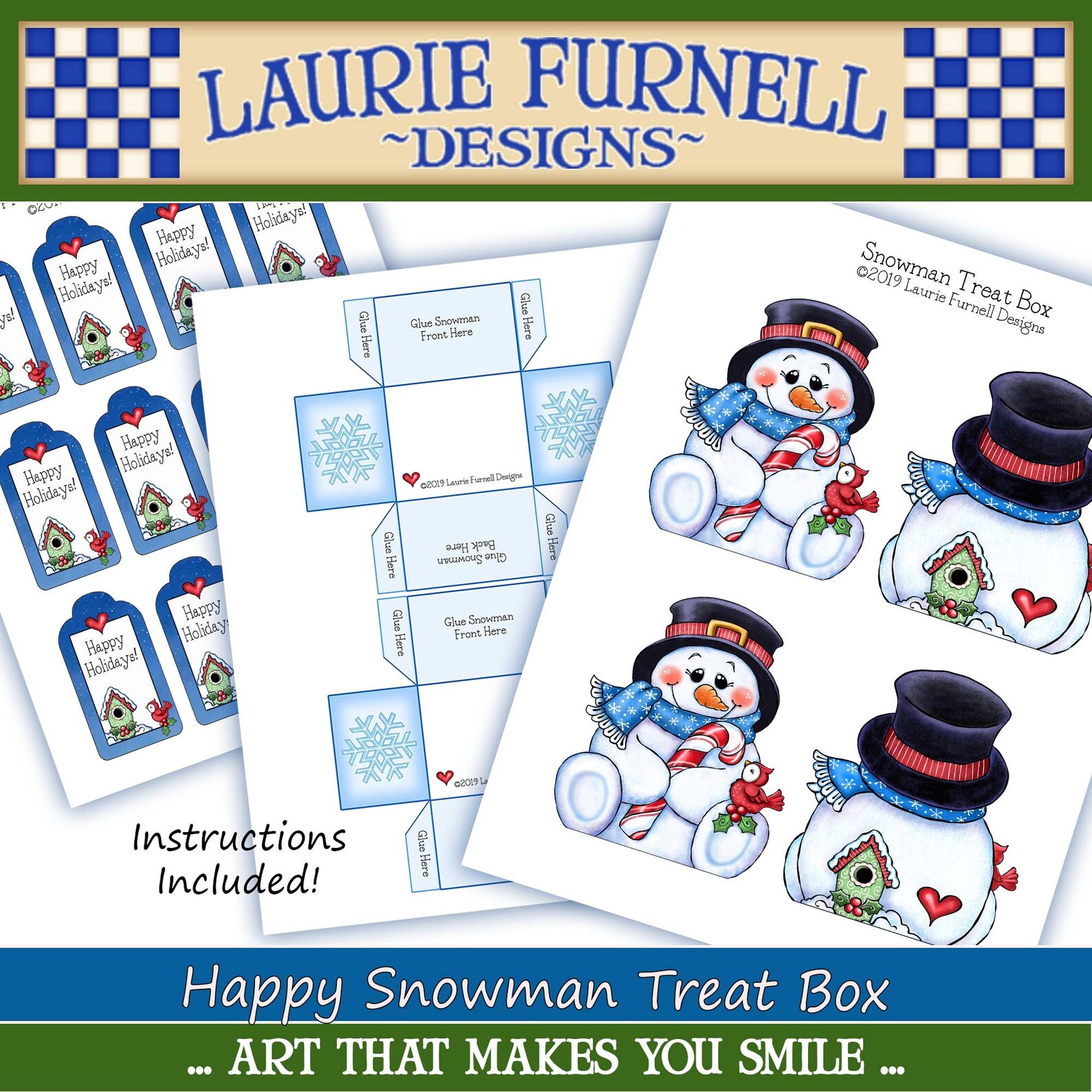 Snowman Favor Box Printable, Christmas Snowman Treat Box, Laurie ...