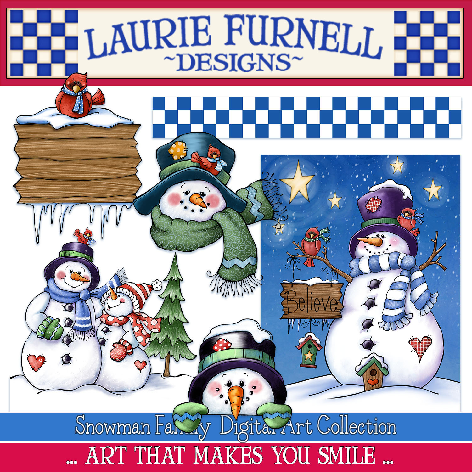 Snowman Clip Art Snowman Family Clip Art Laurie Furnell DIY | Etsy