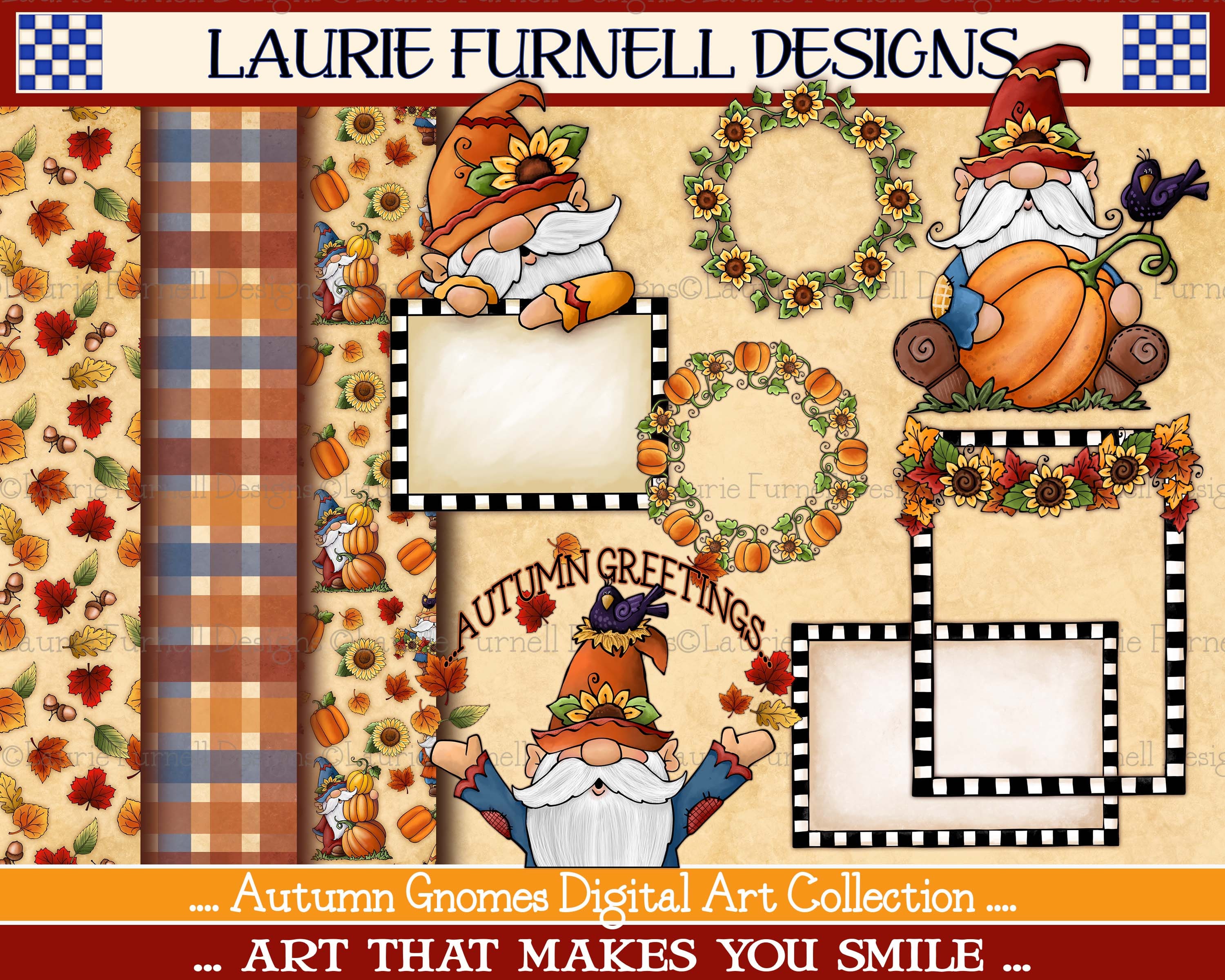 Autumn Gnome Digital Art Cute Fall Gnomes Autumn Gnome Clip - Etsy