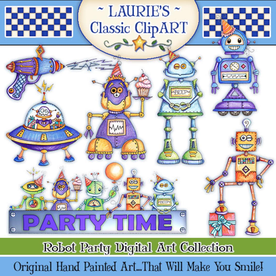 Robot Clip Art Birthday Party Clip Art Robot Birthday Clip - Etsy