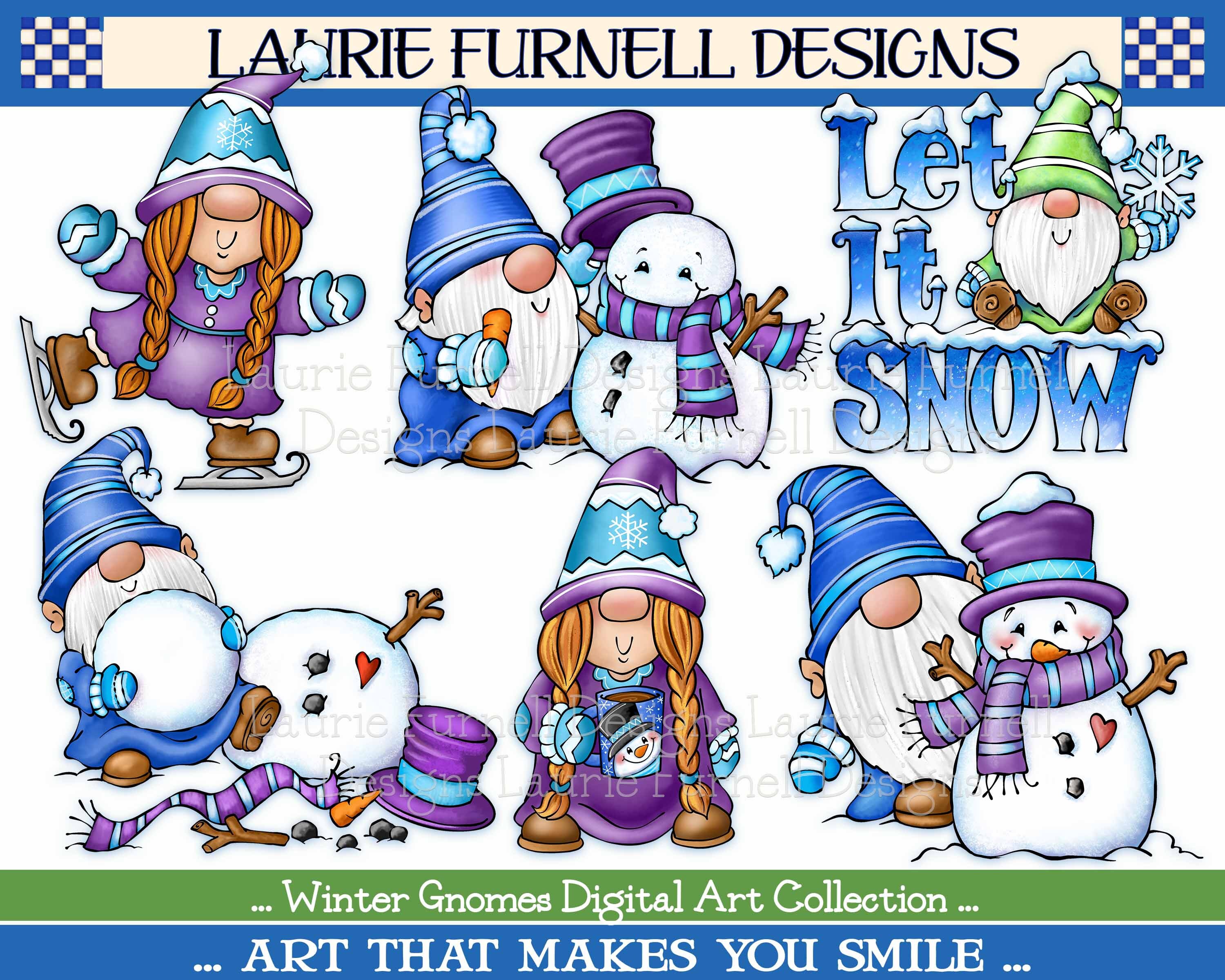 Winter Gnomes Clip Art, Winter Gnome PNG, Ice Skating Gnome, Skiing ...