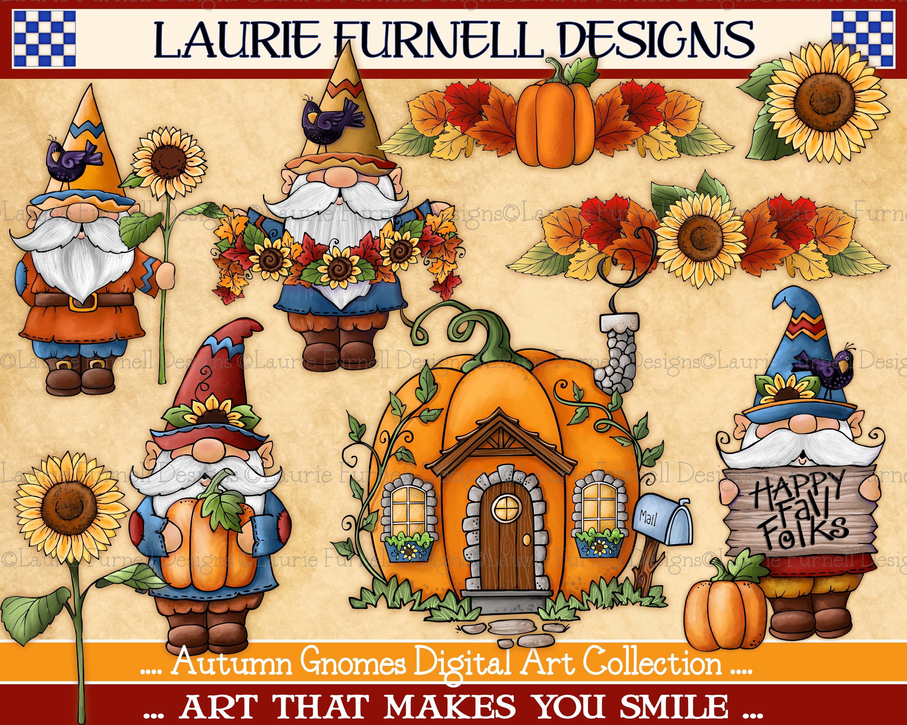 Autumn Gnome Digital Art Cute Fall Gnomes Autumn Gnome Clip - Etsy