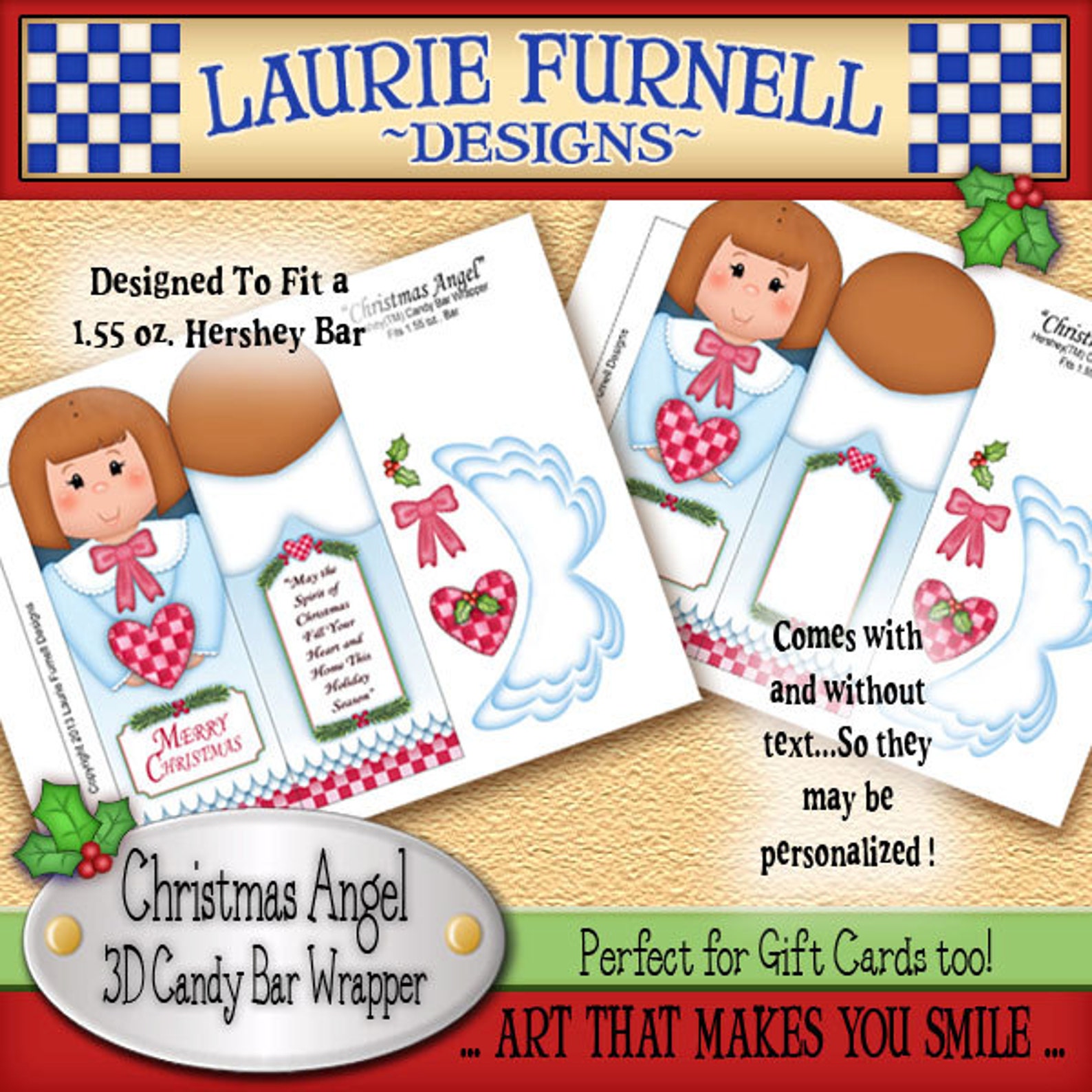Christmas Angel 3D Candy Bar Wrapper - Etsy