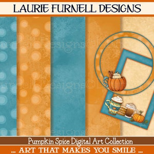 Pumpkin Spice Clip Art, Autumn Digital Art, Fall Card Making Supply ...