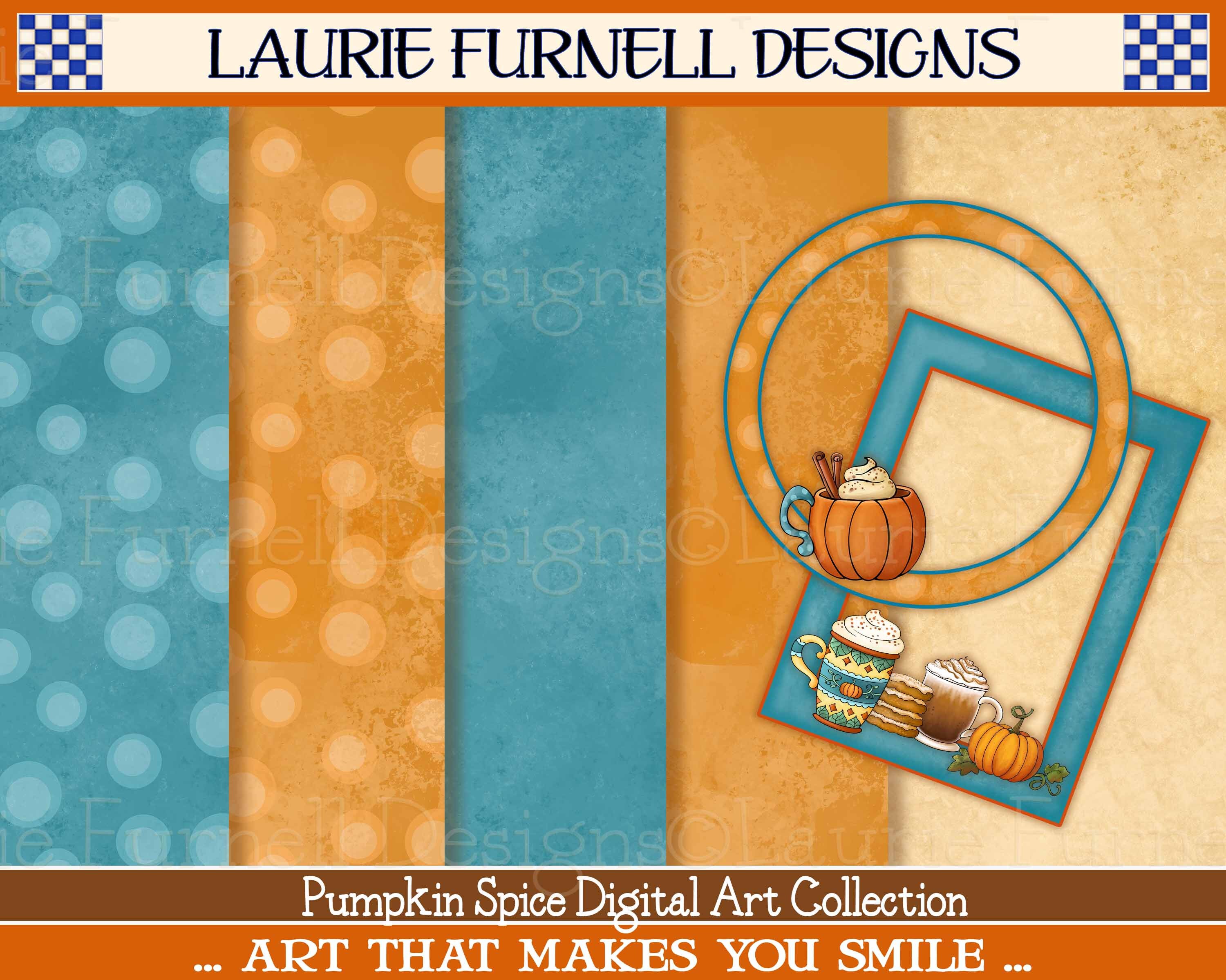 Pumpkin Spice Clip Art, Autumn Digital Art, Fall Card Making Supply ...